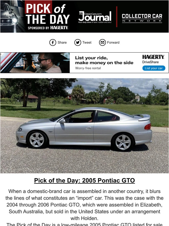 ClassicCars: Pick of the Day: 2005 Pontiac GTO | Milled