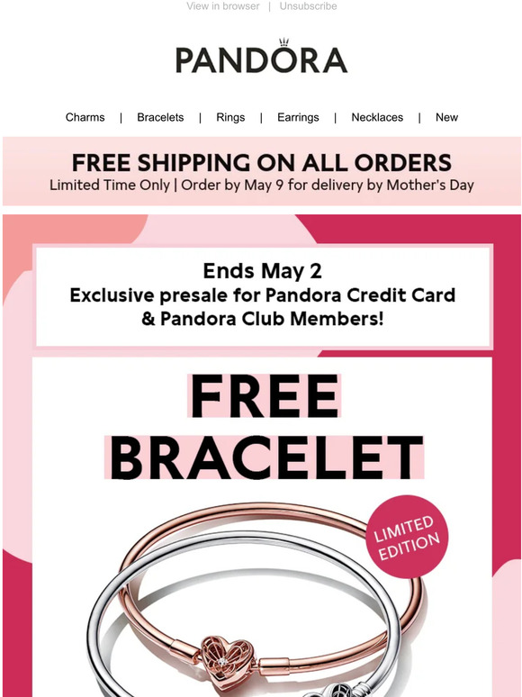 Pandora: Free bracelet with purchase! Your early access ends soon | Milled