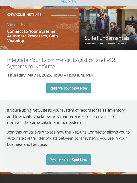 NetSuite: Virtual Event: Connect to Your Systems, Automate Processes ...