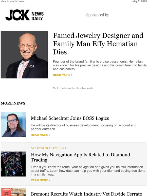JCK: Famed Jewelry Designer and Family Man Effy Hematian Dies | Milled