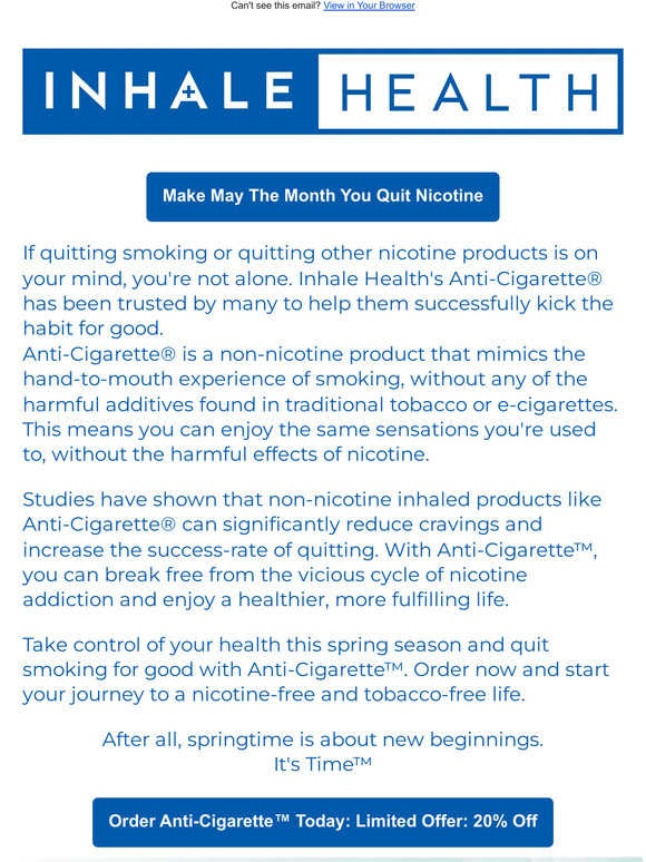 Inhale Health: You Just Made May The Month You Quit Nicotine, Here's ...