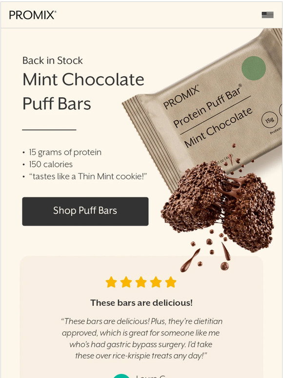 Promix Nutrition: Mint Chocolate Puff Bars are Back | Milled