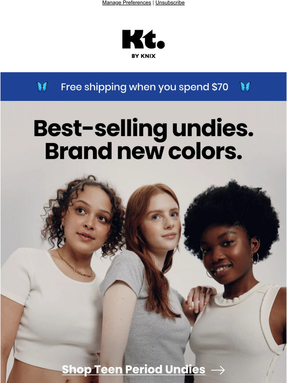 Kt by Knix: Just In: Period Undies in ALL NEW COLORS | Milled