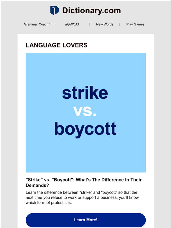 Dictionary.com: 🚫 How Does A "Strike" Differ From A "Boycott"? | Milled