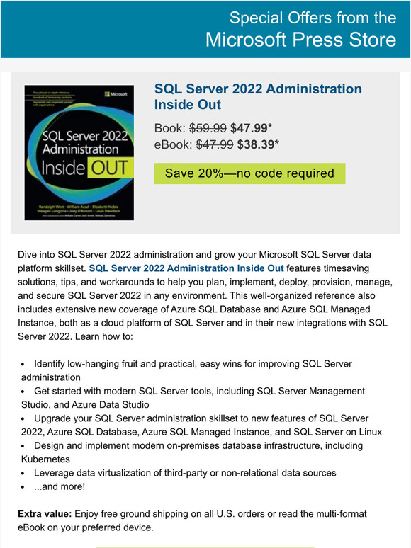 Microsoft Press: New release: SQL Server 2022 Administration Inside Out | Milled