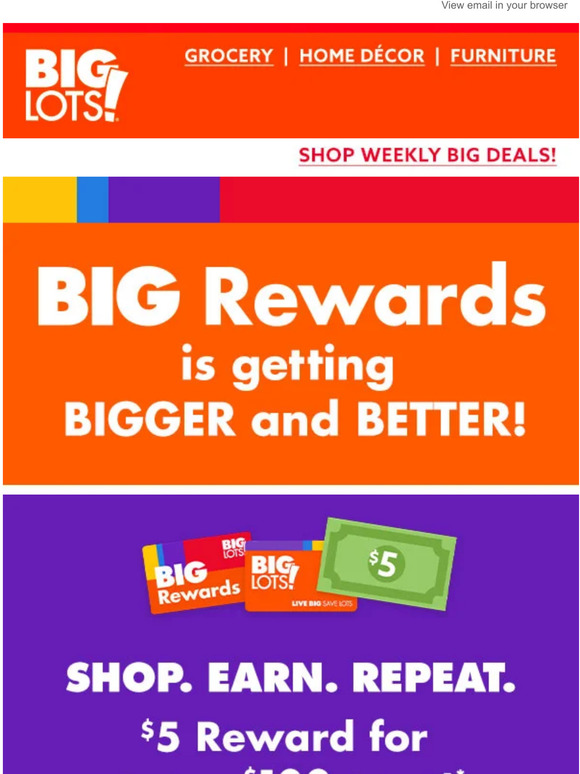 Big Lots: 🚨 BIG news! Your rewards are getting BIGGER & BETTER! 🙌 | Milled