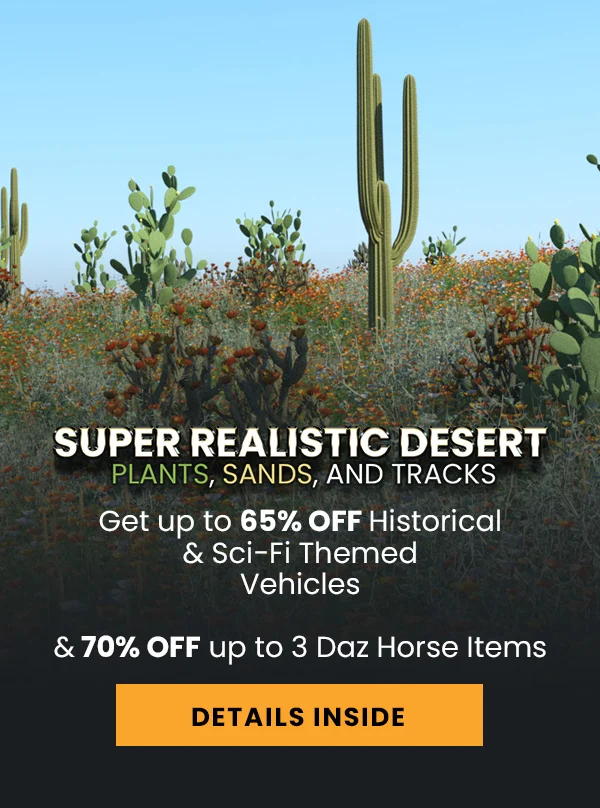 DAZ 3D: Super Realistic Desert - Plants, Sands, Tracks | Milled