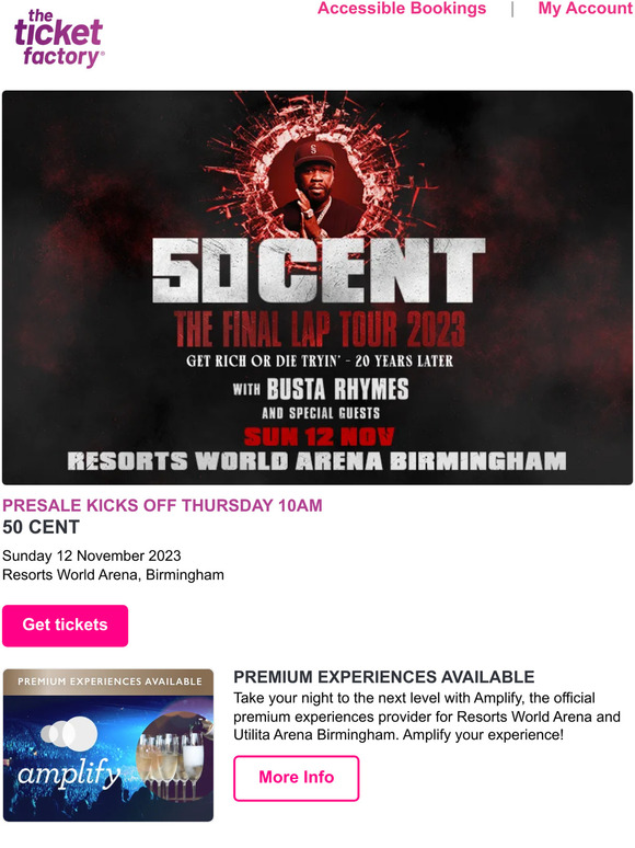 The Ticket Factory: 50 Cent 🎫• Presale kicks off Thursday 10am | Milled