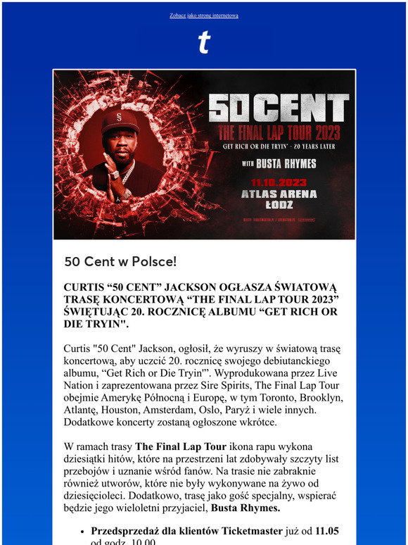 Ticketmaster: 50 Cent na koncercie w Polsce! | Milled