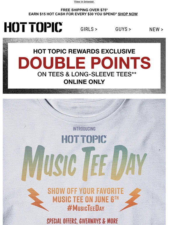 Hot Topic: Introducing MUSIC TEE DAY 🤘 We're celebrating big time on ...