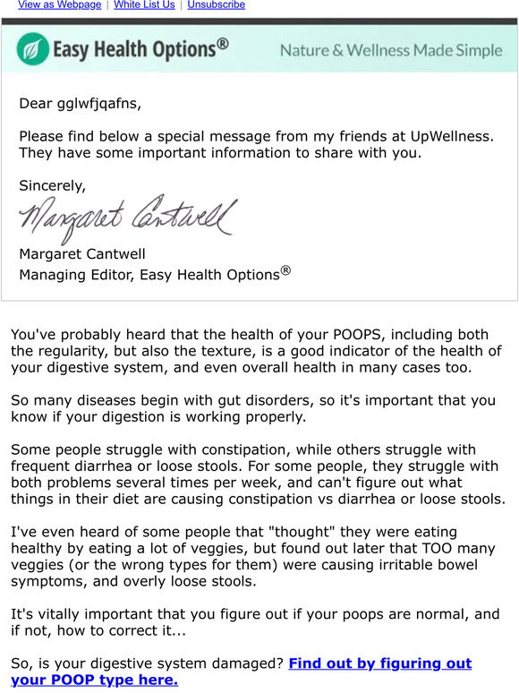Easy Health Options: your poop "type" (sausage, snake, watery or a blob ...