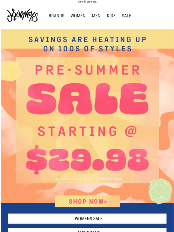 Journeys Email Newsletters: Shop Sales, Discounts, and Coupon Codes