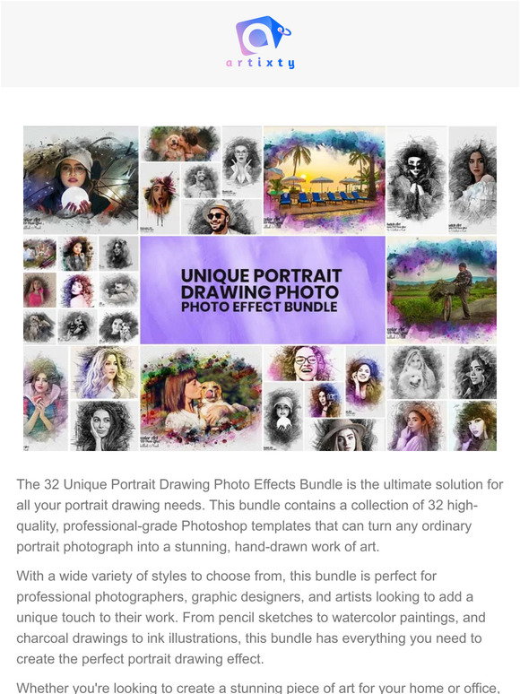 Artixty: The 32 Unique Portrait Drawing Photo Effects Bundle Is Here ...