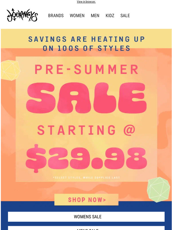 Journeys Email Newsletters: Shop Sales, Discounts, and Coupon Codes