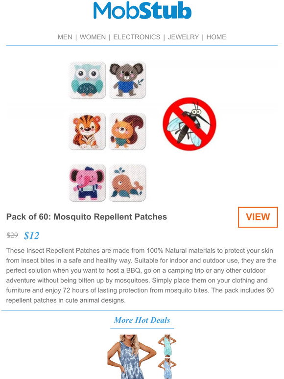 MobStub: Pack of 60 | Mosquito Repellent Patches - $12 | Milled