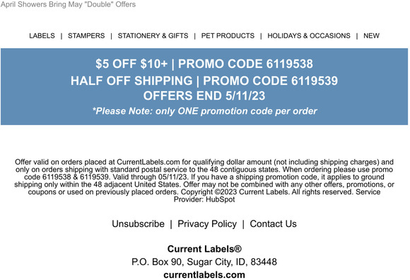 Current Labels: Two Promotions In One Email! | Milled