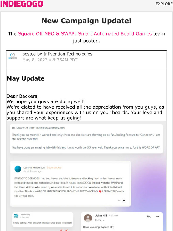 Indiegogo: 📢 Update #41 from Square Off NEO & SWAP: Smart Automated ...