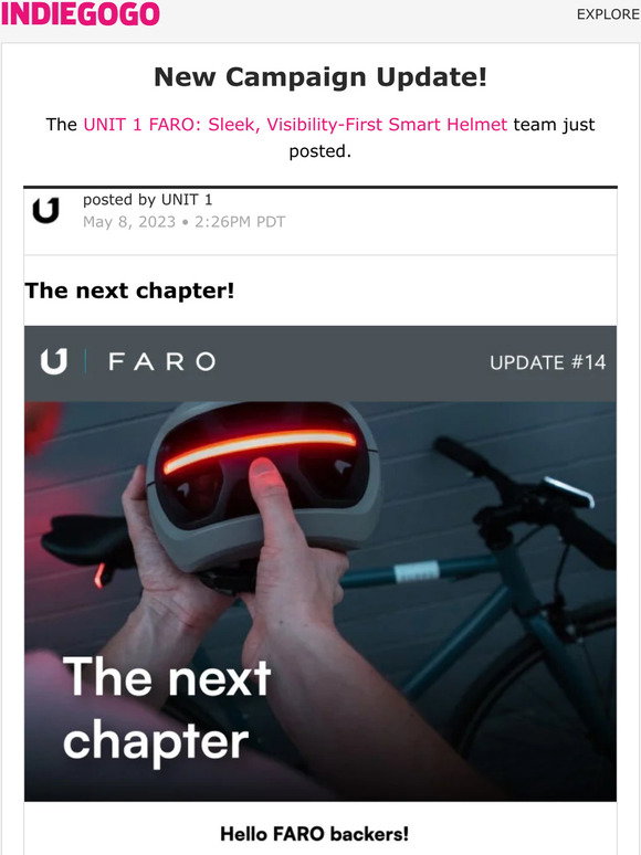 Indiegogo: 📢 Update #14 from UNIT 1 FARO: Sleek, Visibility-First Smart ...
