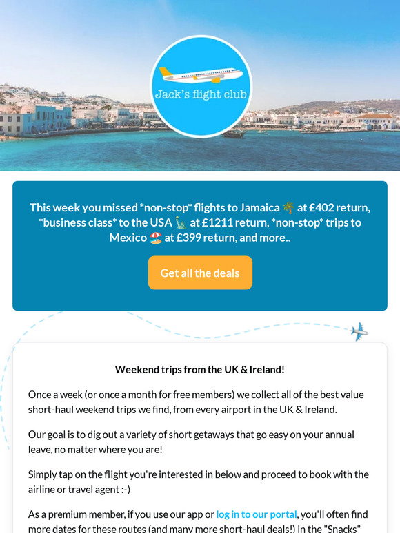 Jack's Flight Club: *weekend trips* from the UK & Ireland | Milled