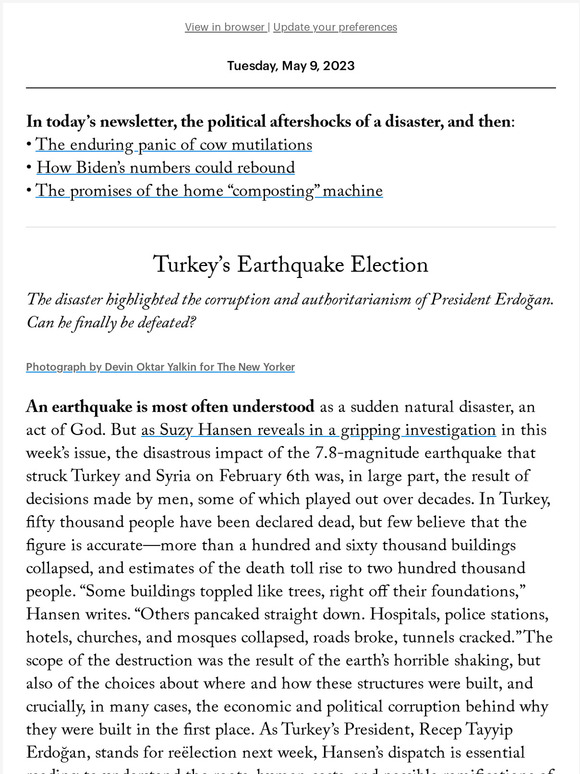 The New Yorker: Turkey’s Earthquake Election | Milled