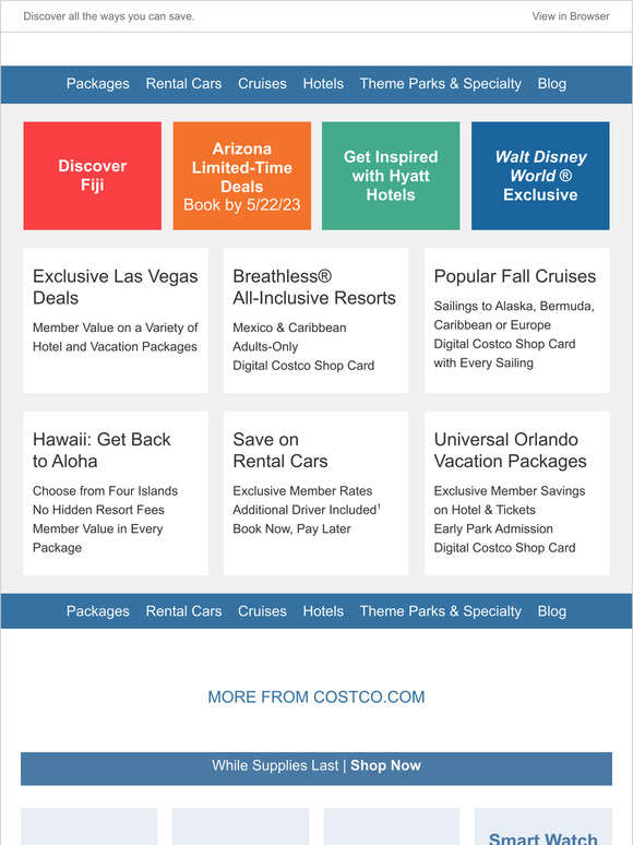 Costco: Browse vacation packages | Milled