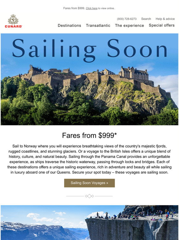 Cunard: Reserve your spot today on a Cunard adventure sailing soon ...