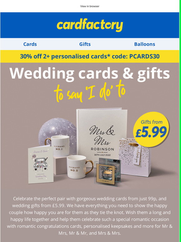Card Factory: Weddings & cardfactory… a match made in heaven 💕 | Milled