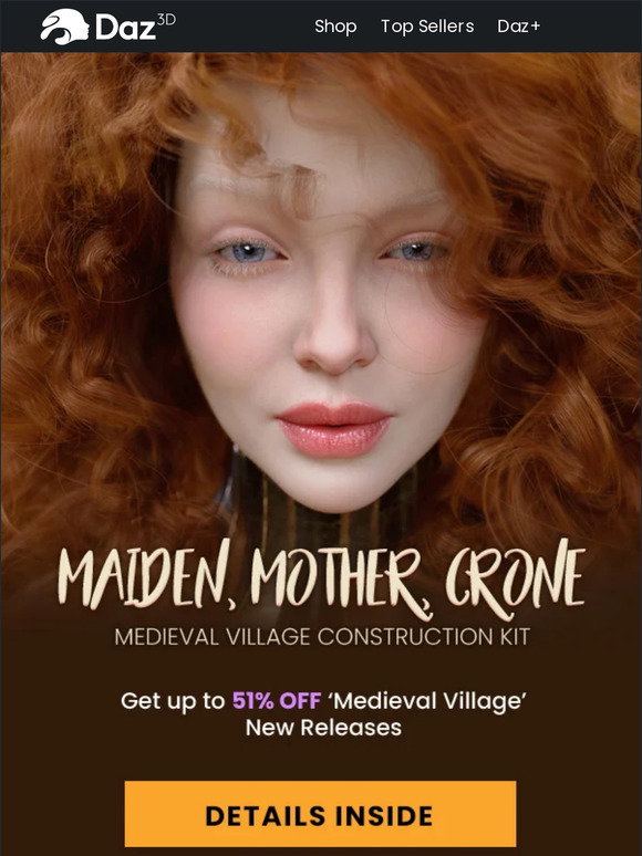 DAZ 3D: Maiden, Mother, Crone - Medieval Village Construction Kit | Milled