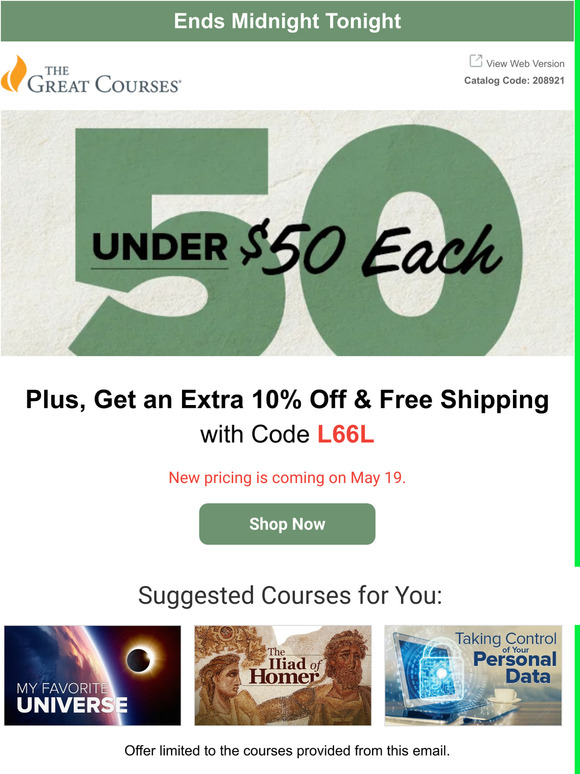 The Great Courses: 50 Courses Under $50! Free Shipping + 10% Off | Milled