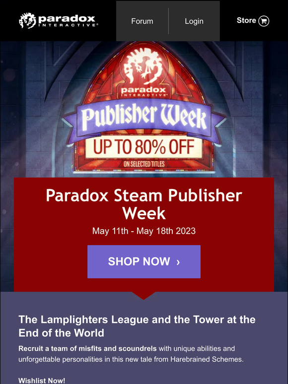 Paradox Interactive: Paradox Steam Publisher Week 2023 - Up to 80% OFF ...