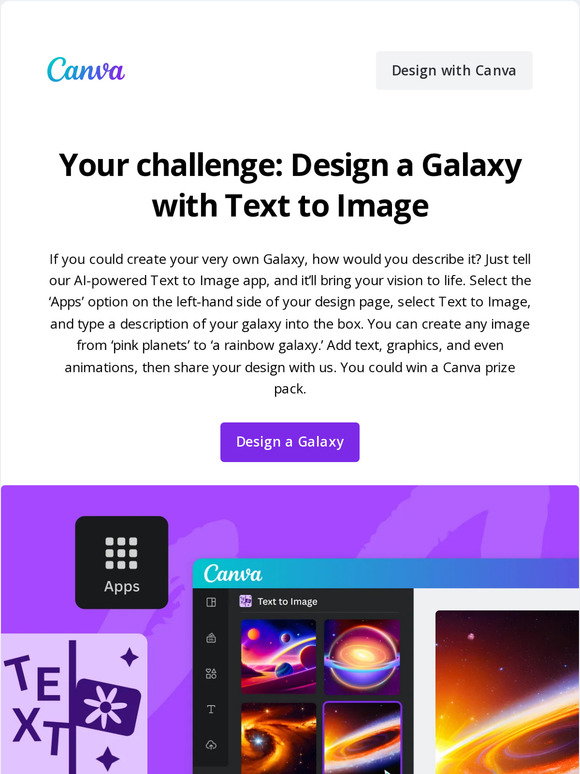 Canva: Describe a Galaxy, and we’ll bring it to life. # ...