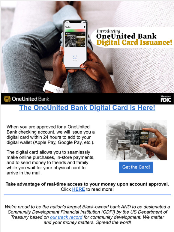 OneUnited: Introducing the OneUnited Bank Digital Card! | Milled