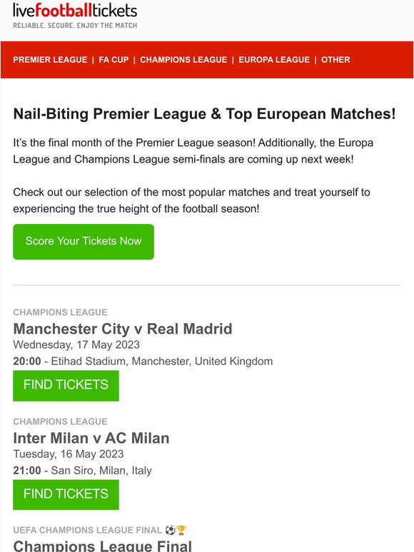 Live Football Tickets: 🔔 Nail-Biting Premier League & Top European ...