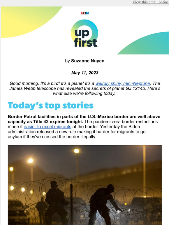 NPR: The end of Title 42; George Santos' federal charges; new EPA ...