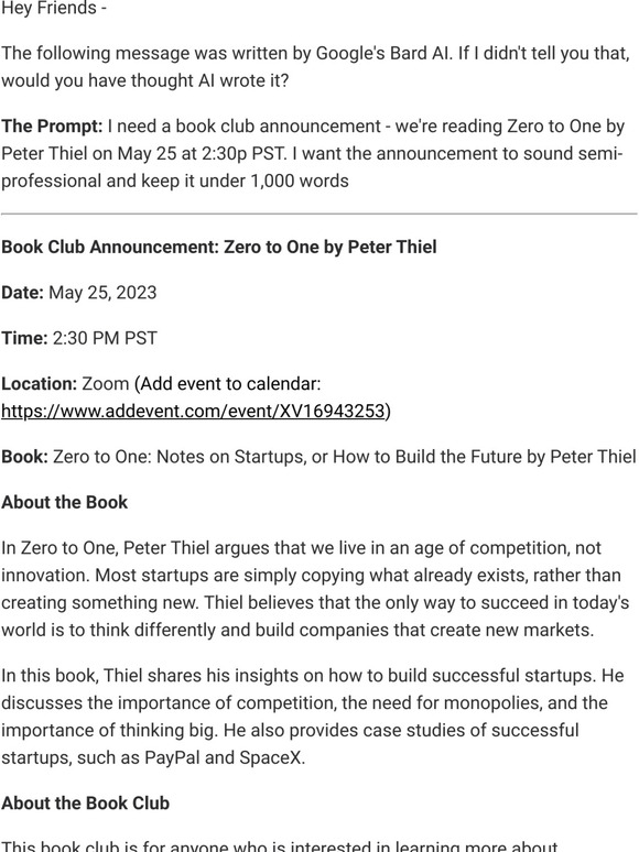 Inside: Inside.com's Book Club (May 2023) | Zero to One by Peter Thiel ...