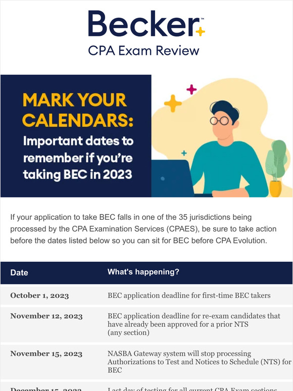 Becker: Mark Your Calendar 🗓️ 2023 BEC Important Dates to Remember | Milled