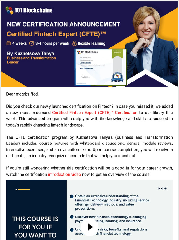101 Blockchains: Did You Check Our New Certified Fintech Expert (CFTE ...
