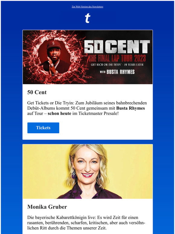 Ticketmaster: 50 Cent | Monika Gruber | Red Velvet | Lil Yachty u.v.m ...