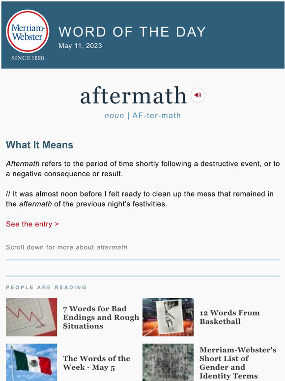 Merriam-Webster: Aftermath - plus, 7 Words for Bad Endings and Rough ...