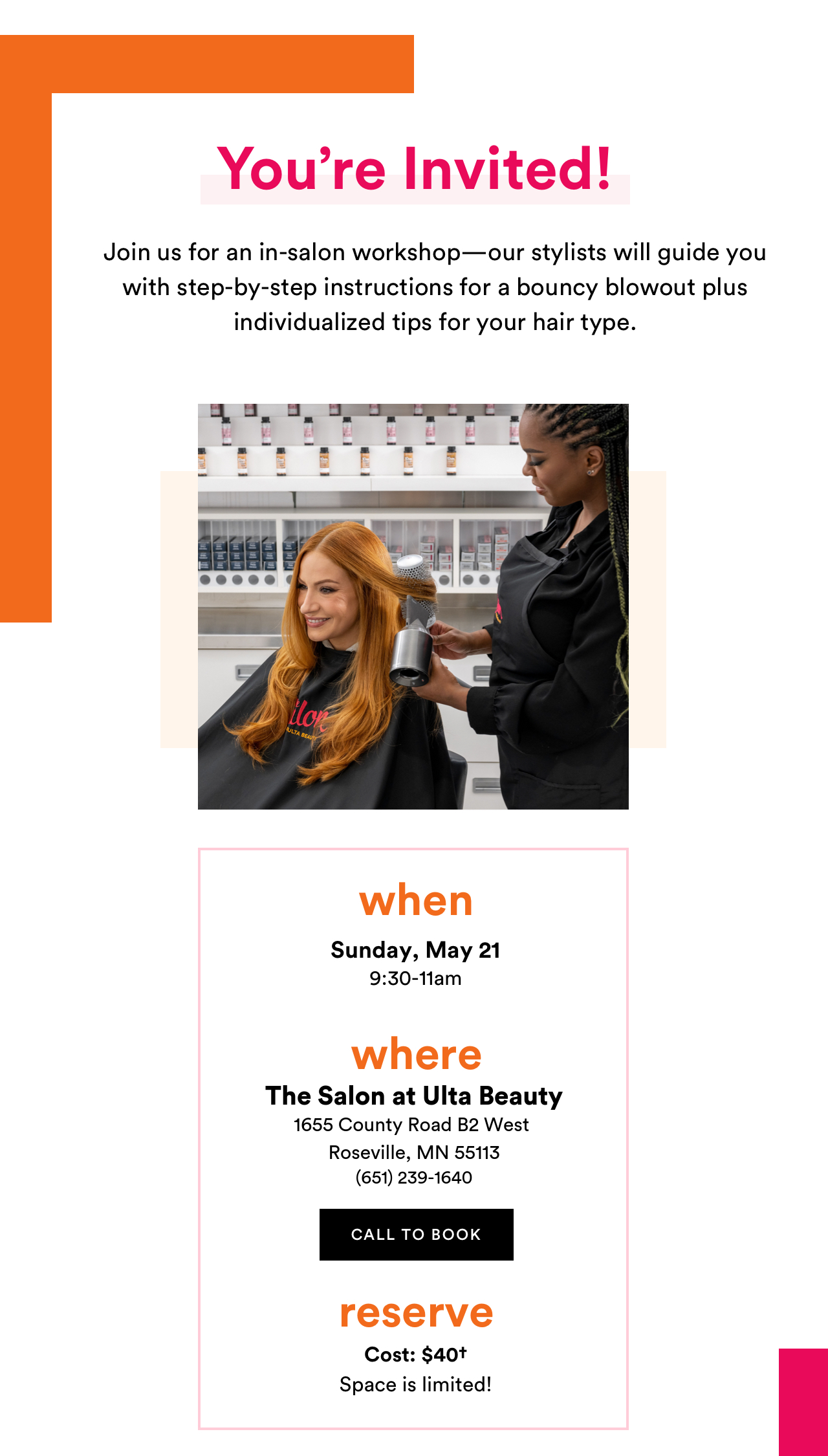 Ulta Beauty: Our *new* salon workshop and you’re invited! 💌 | Milled