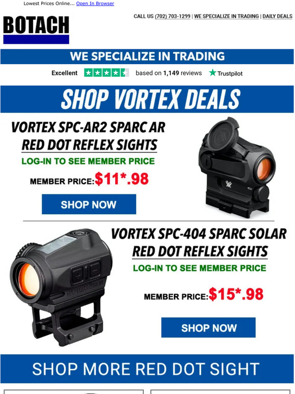 Botach Tactical: Vortex Red Dot Sights Access Our Member Pricing By ...