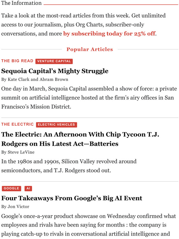 The Information: This Week's Most Popular Stories | Milled