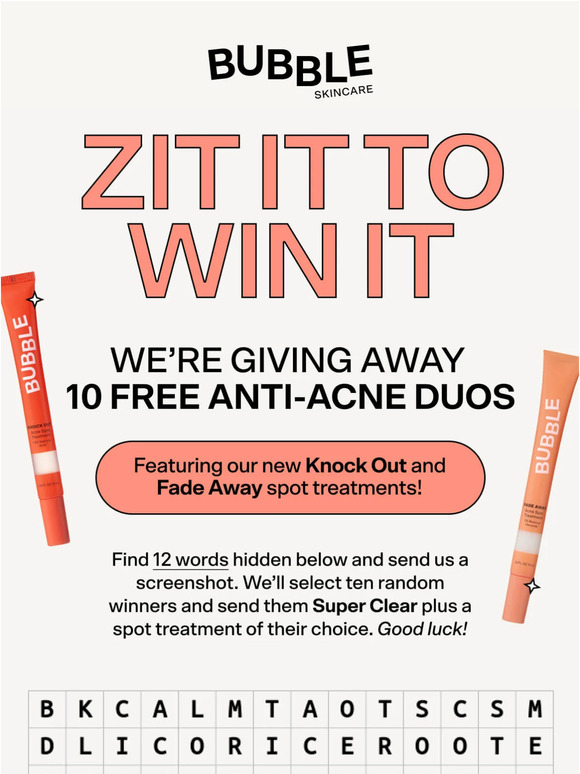 Bubble Skincare: Win a free anti-acne duo of your choice | Milled