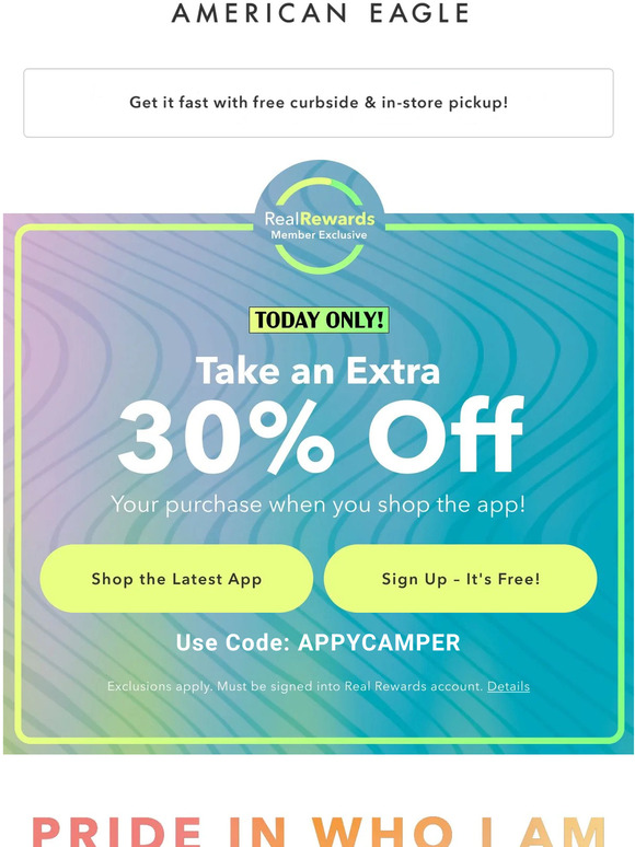 American Eagle: Real Rewards members: EXTRA 30% off in the app, today only! | Milled