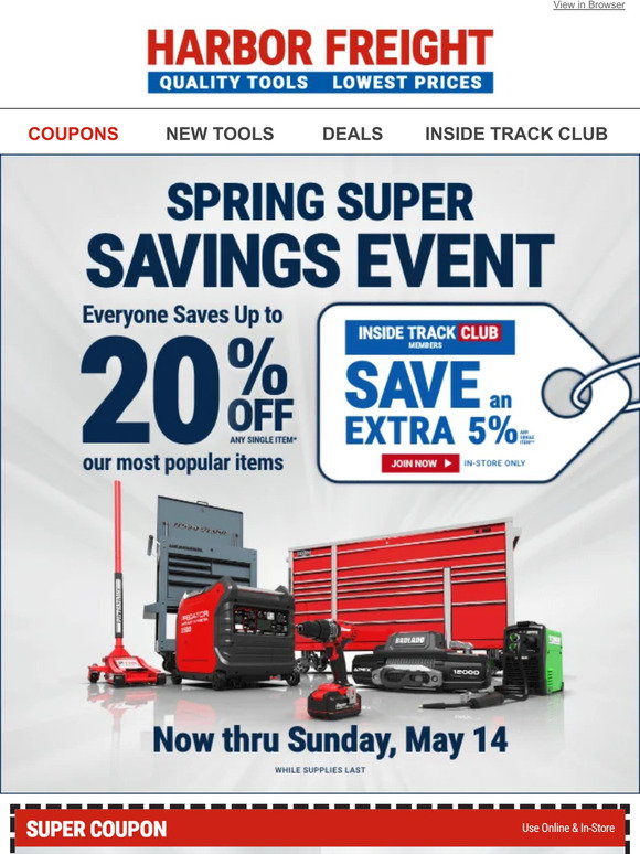 Harbor Freight Only 2 Days Left To Save Up To 20 Off At The Spring