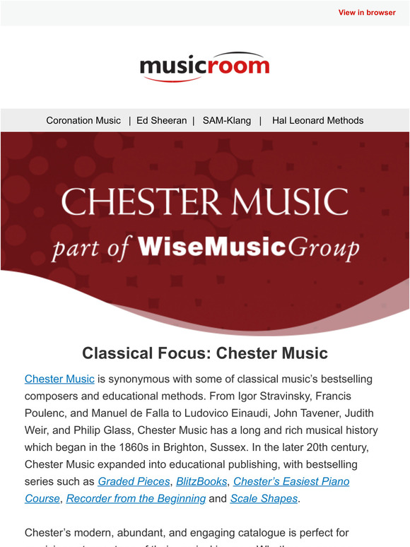 Musicroom: Classical Focus: Chester Music 🎶 | Milled