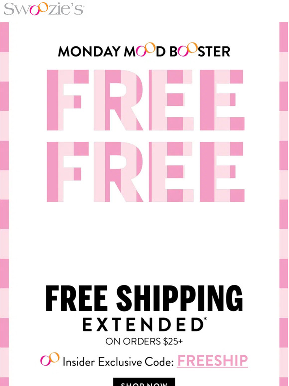 Swoozie's: Monday Mood Booster! FREE Shipping Sitewide (ends tonight ...