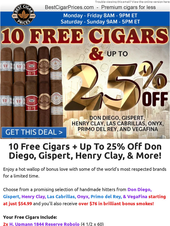Best Cigar Prices: 🧨 10 Free Cigars + Up To 25% Off Don Diego, Gispert ...