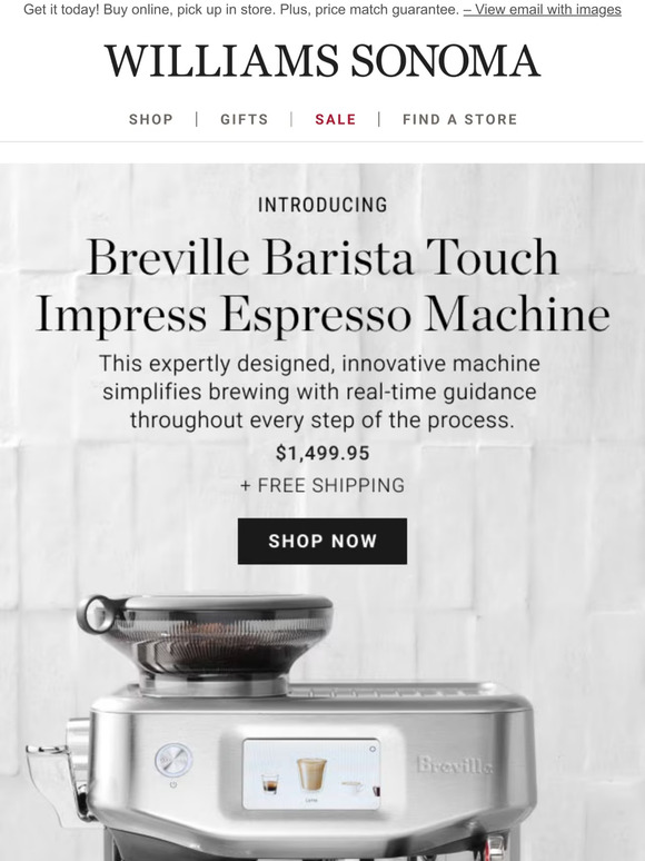 Williams Sonoma: Introducing the newest espresso machine from Breville ...