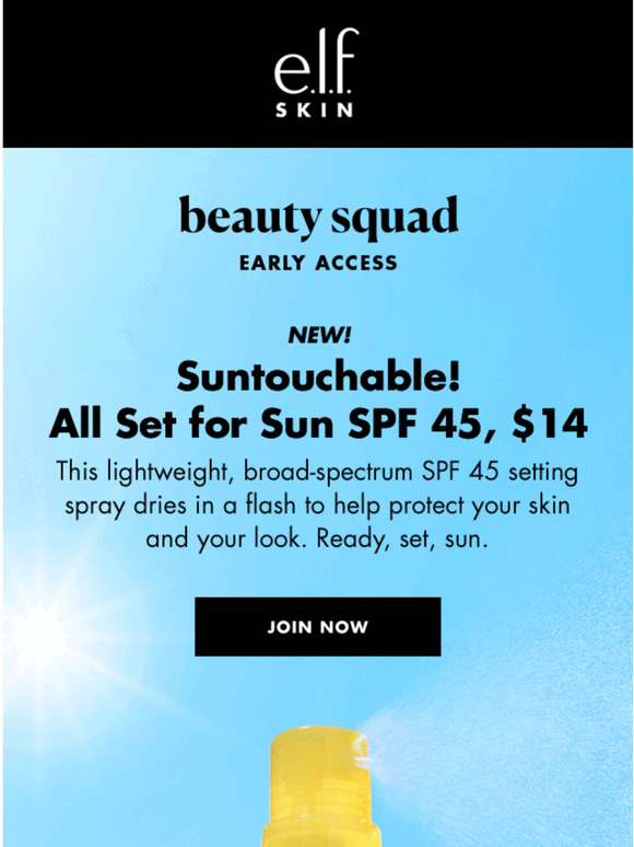 Elf Cosmetics: New: Suntouchable! SPF 45 spray ☀️ | Milled